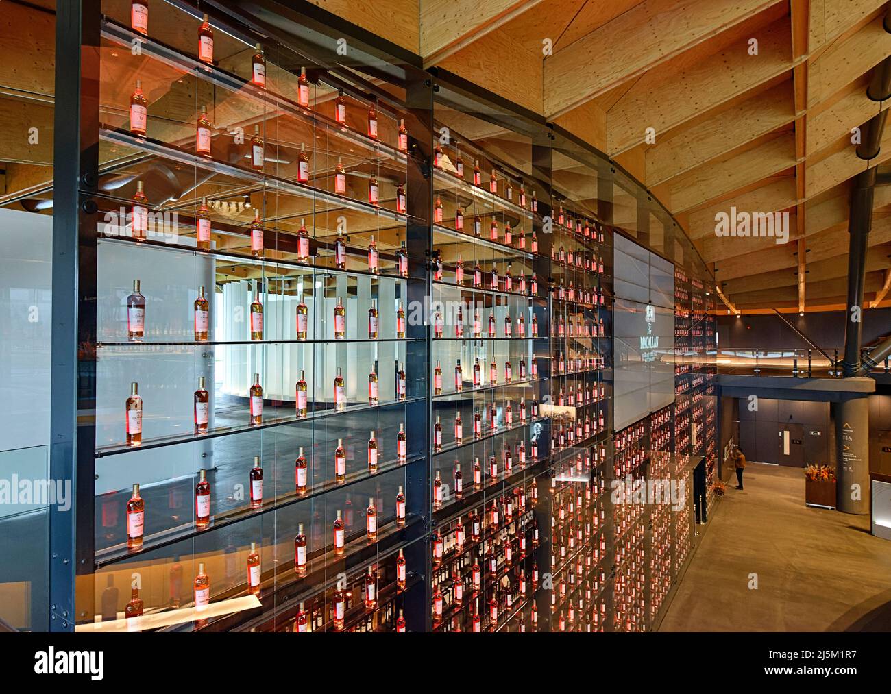 MACALLAN WHISKY DISTILLERY INTERIOR CRAIGELLACHIE SCOTLAND LOOKING DOWN ...