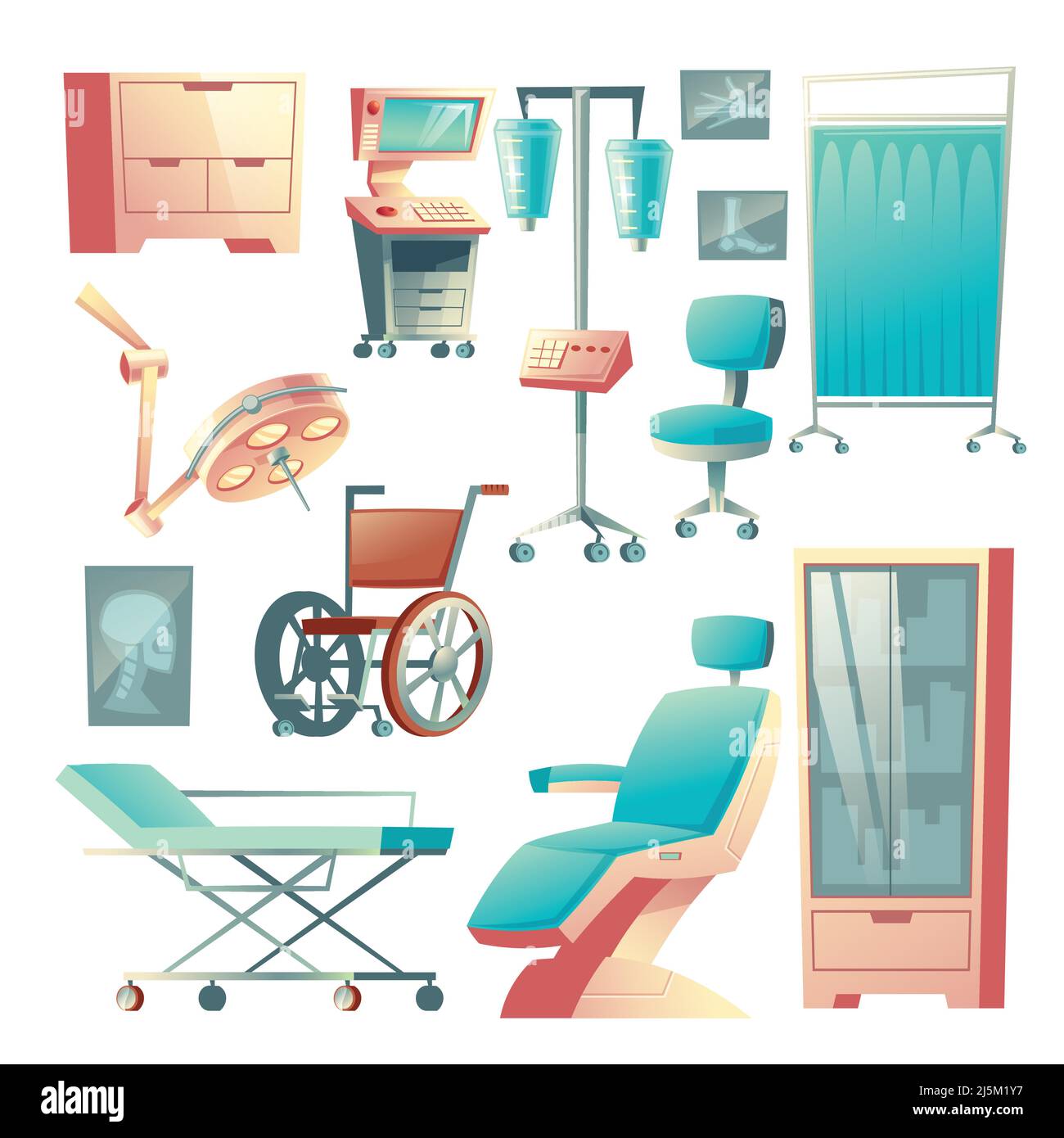 Vector medical surgery, traumatology set, cartoon hospital equipment. X ...