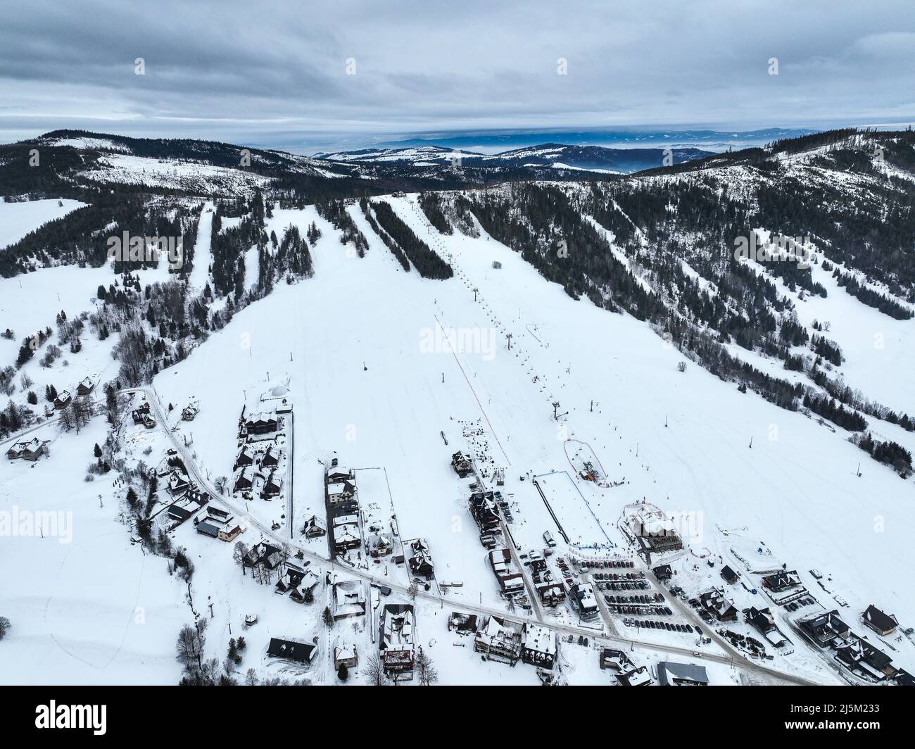 Aerial view of the ski resort in the village of Zdiar in Slovakia Stock ...