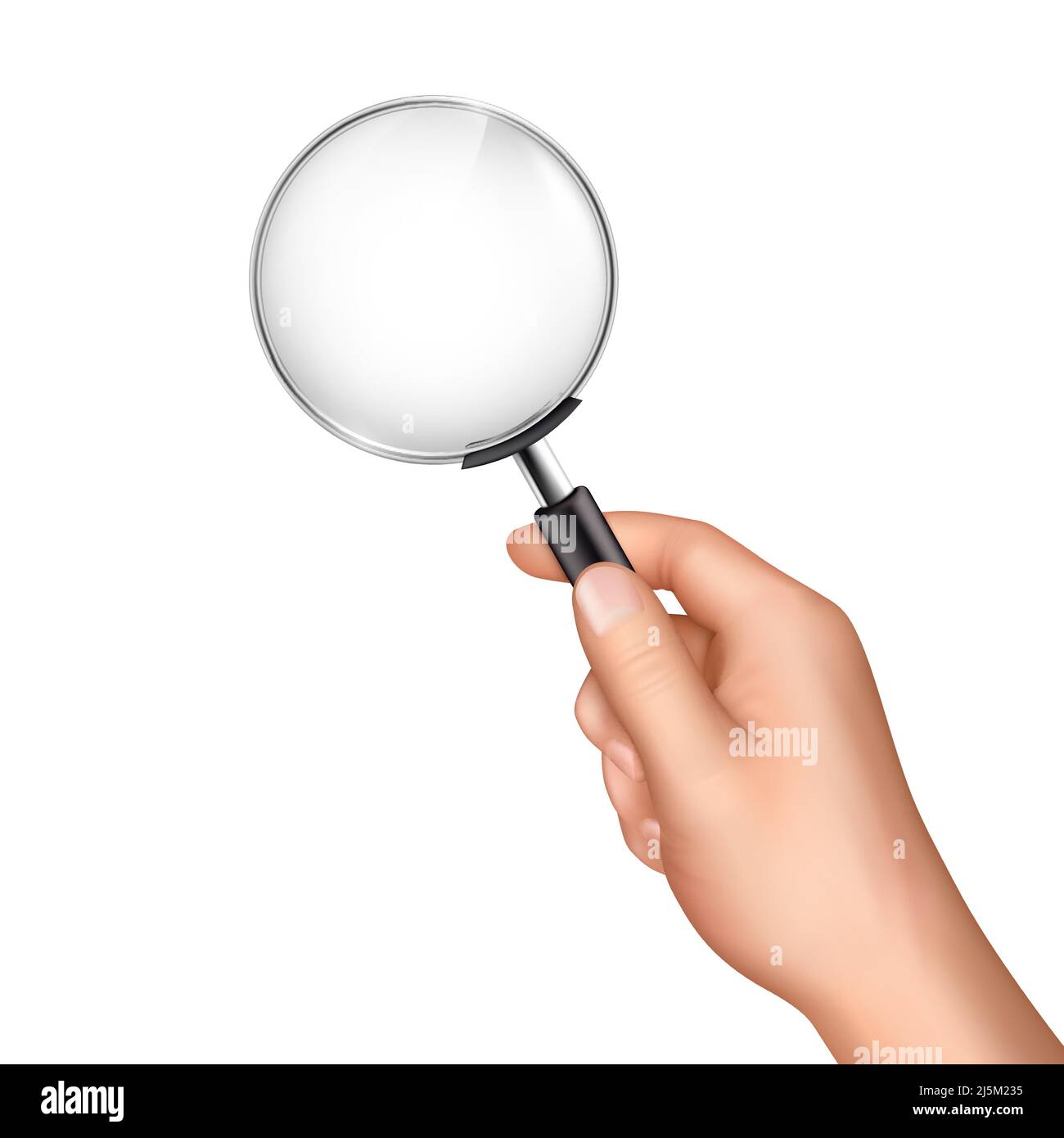 Magnifying glass in human hand 3d realistic vector illustration ...