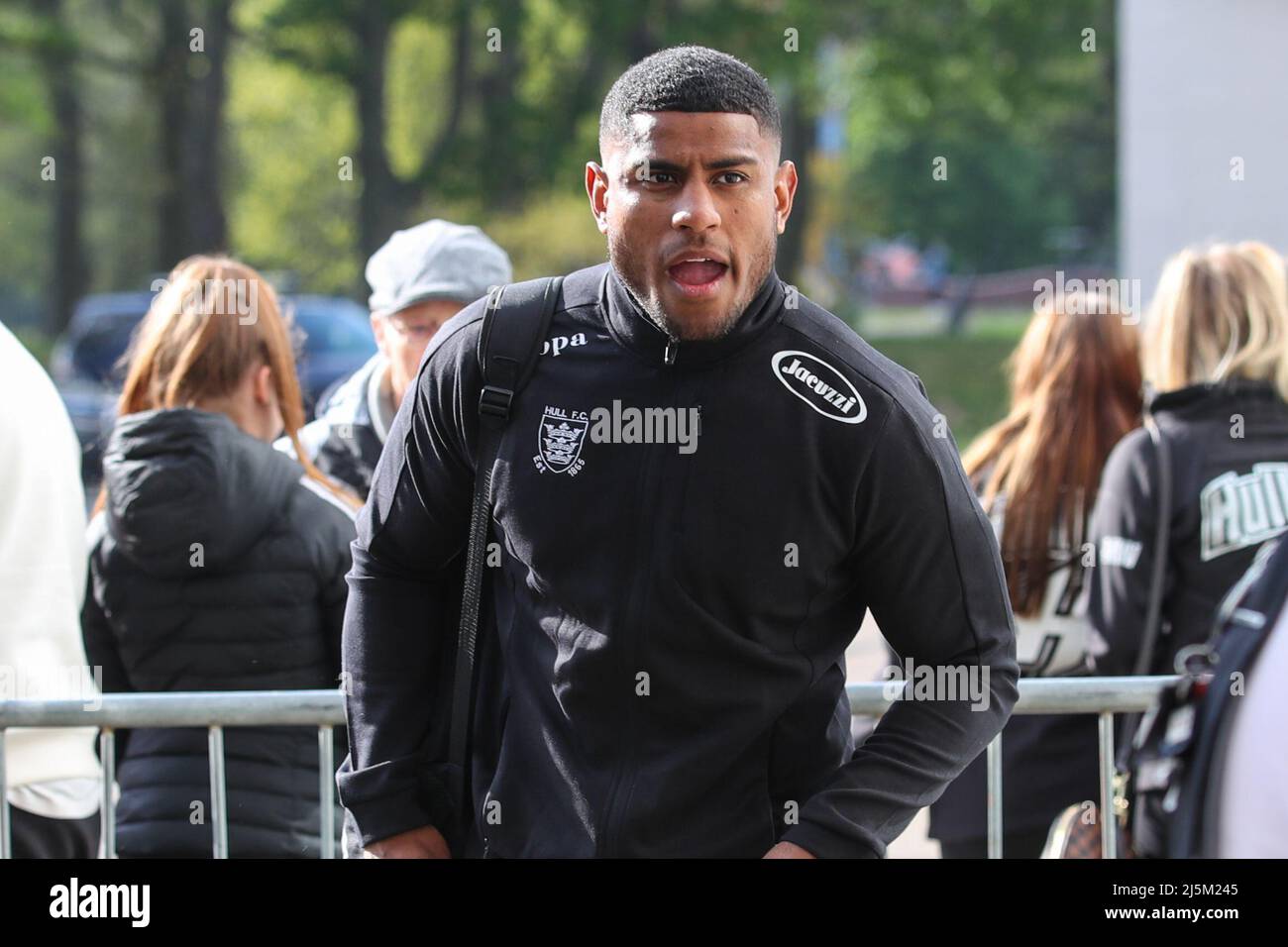 Joe Lovodua #14 of Hull FC arrives at the MKM Stadium Stock Photo - Alamy