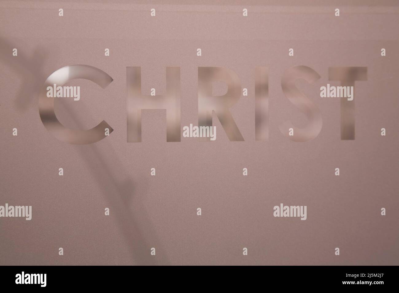 The word Christ engraved a frosted glass plate door, Christ Church ...