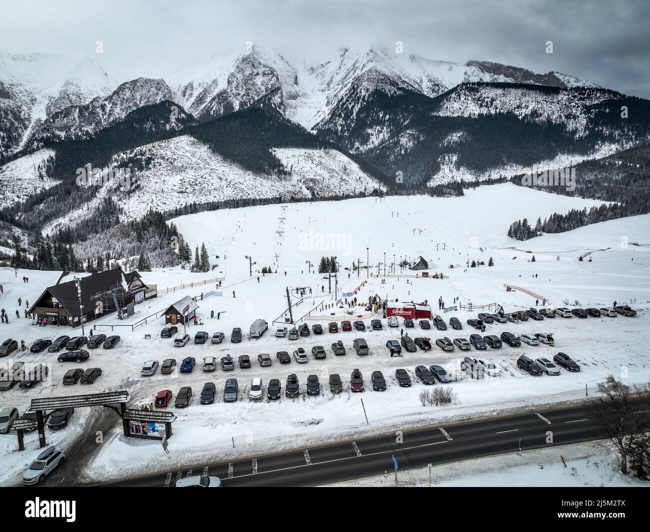 Aerial view of the ski resort in the village of Zdiar in Slovakia Stock ...