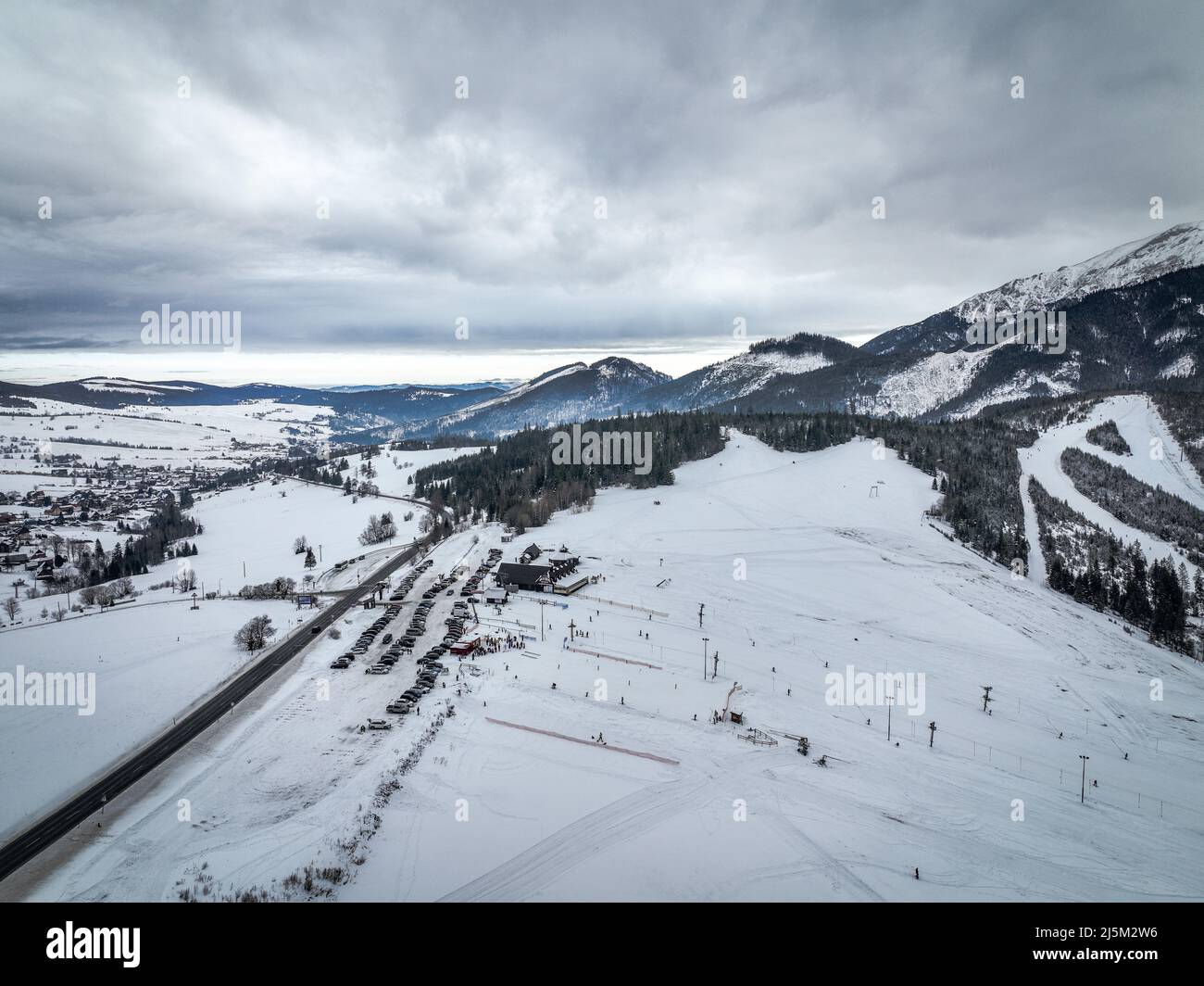 Aerial view of the ski resort in the village of Zdiar in Slovakia Stock ...