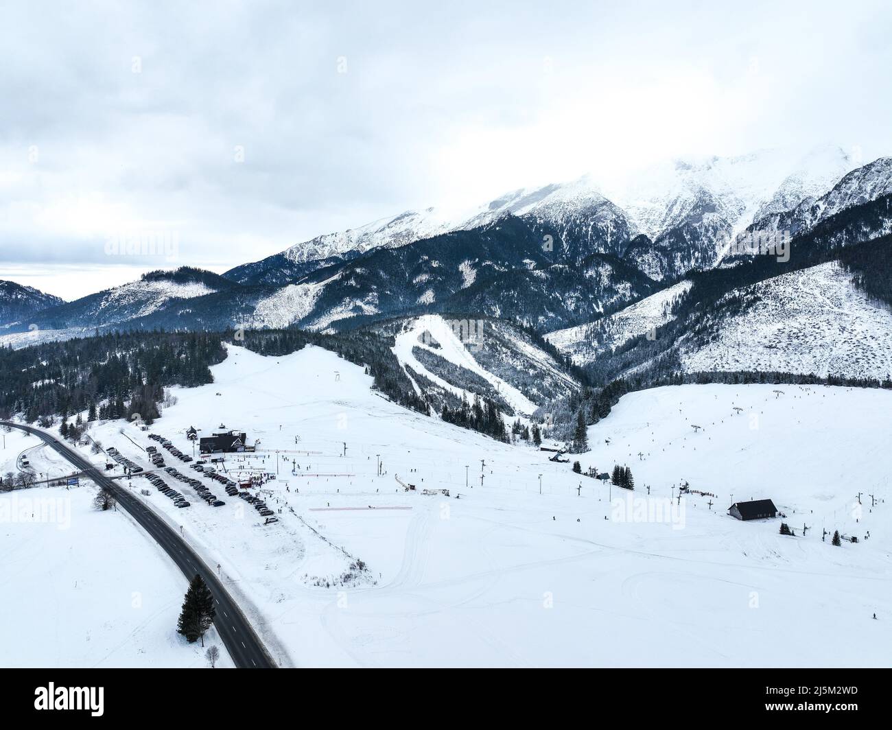 Aerial view of the ski resort in the village of Zdiar in Slovakia Stock ...