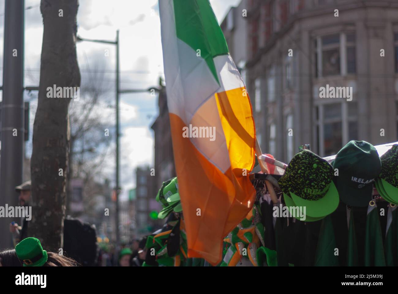 Dublin Ireland st Patrics day celebration parade with crowd and ...