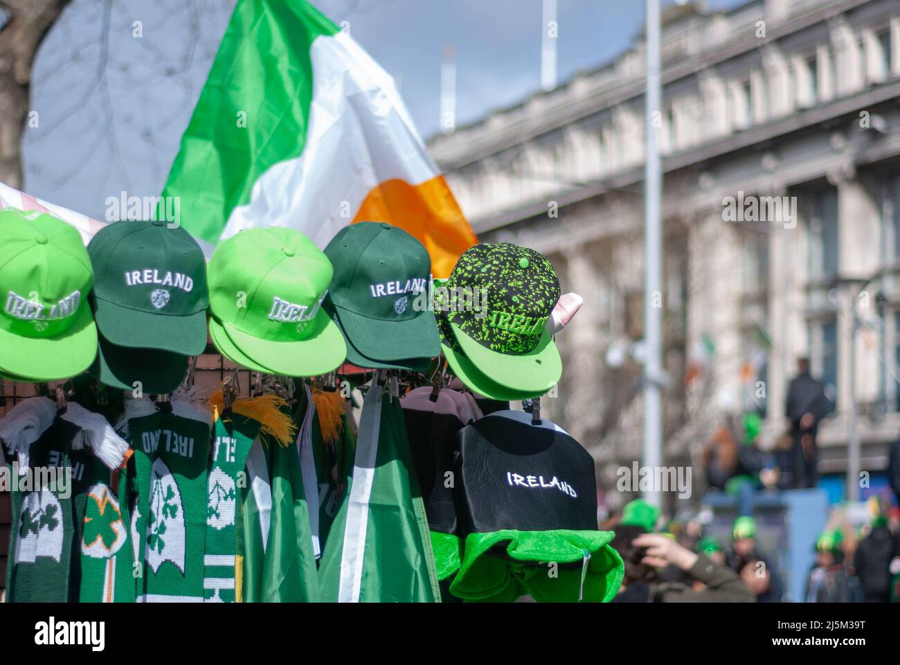 Dublin Ireland st Patrics day celebration parade with crowd and ...