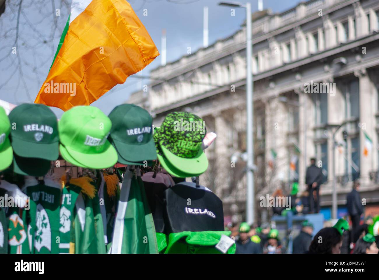 Dublin Ireland st Patrics day celebration parade with crowd and ...