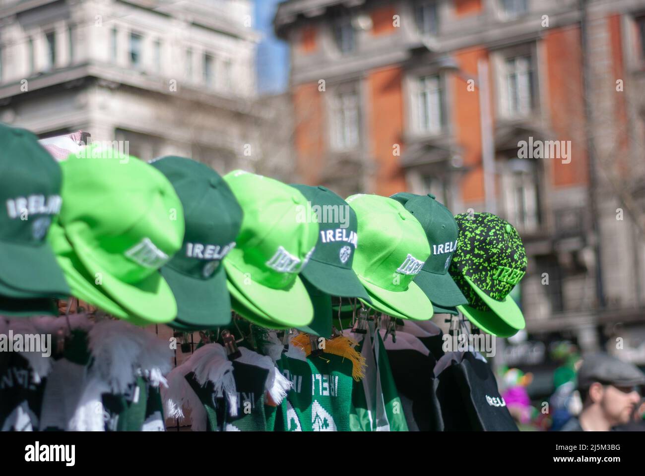 Dublin Ireland st Patrics day celebration parade with crowd and ...