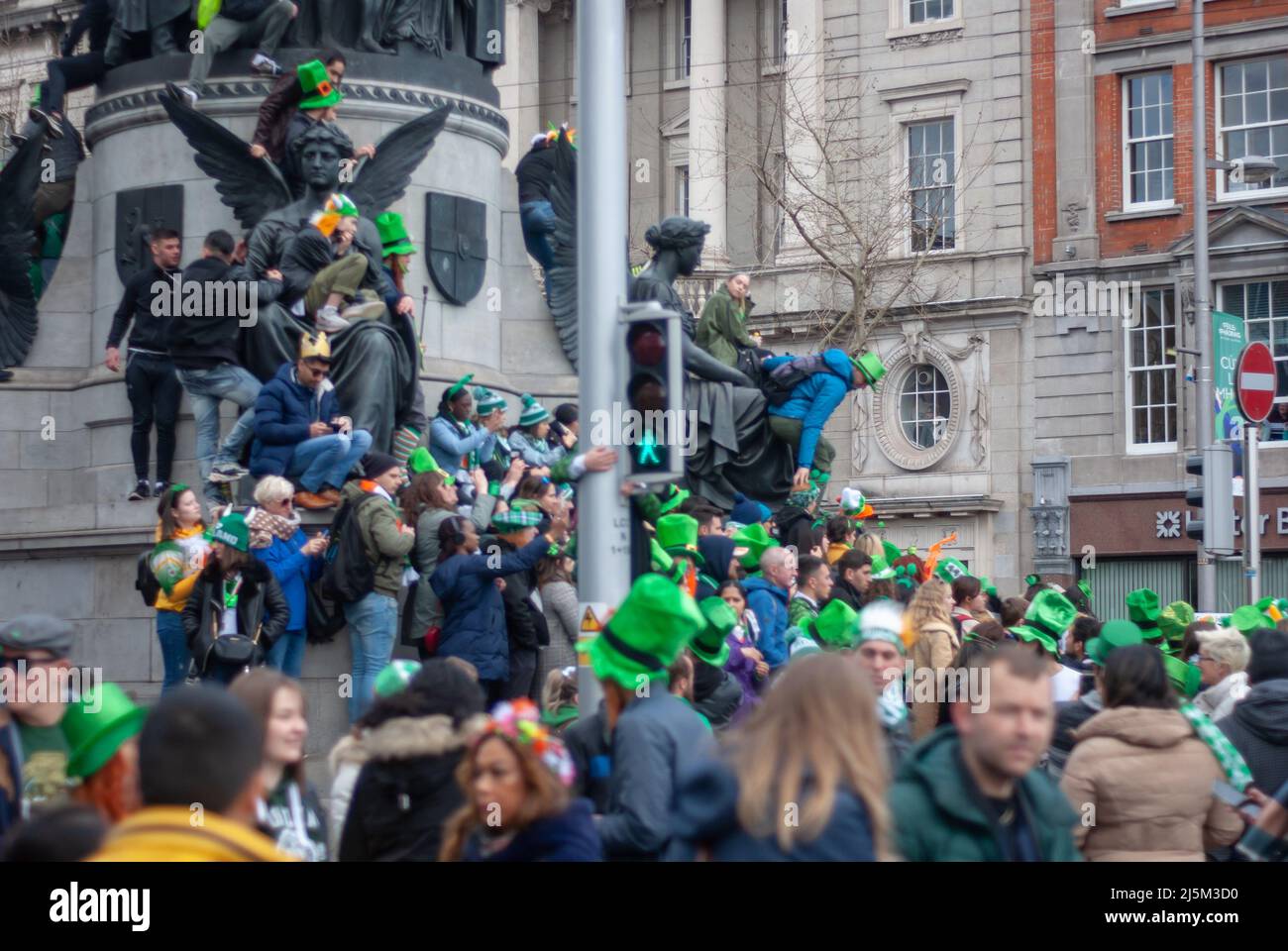 Dublin Ireland st Patrics day celebration parade with crowd and ...