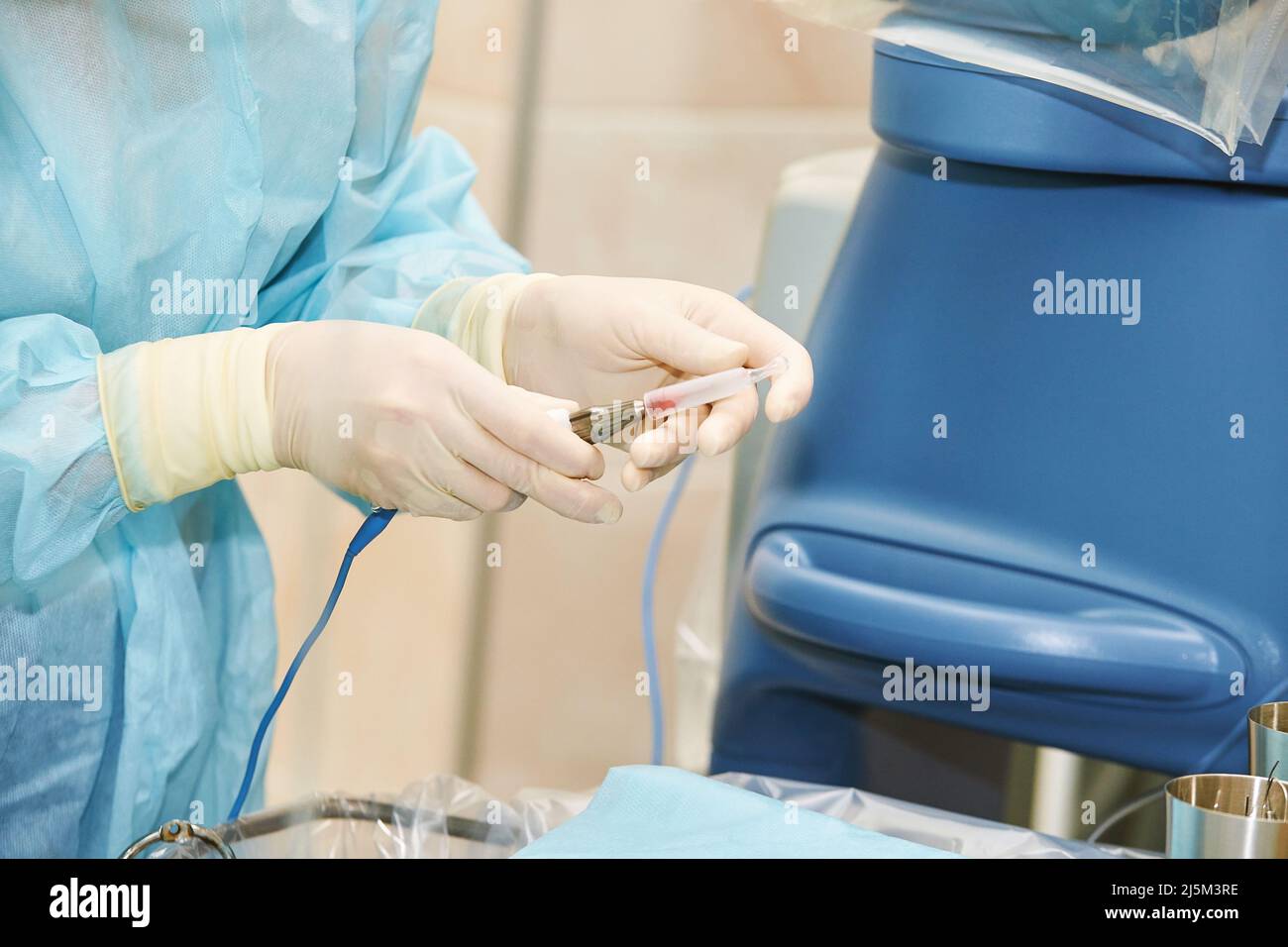 Ophthalmology laser microscope operation. Doctor surgery equipment in ...