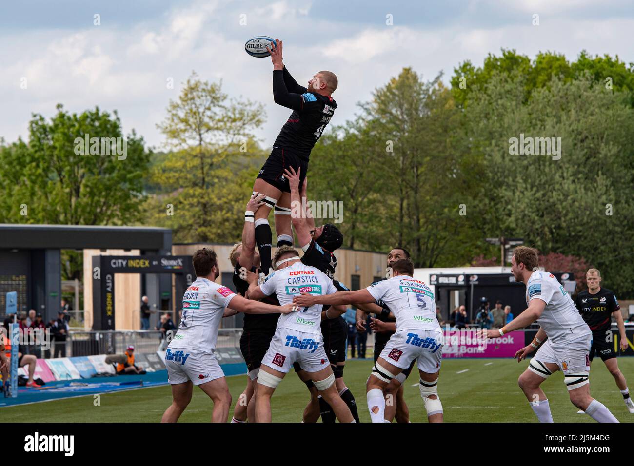 LONDON, UNITED KINGDOM. 24th, Apr 2022. Nick Isiekwe of Saracens in ...