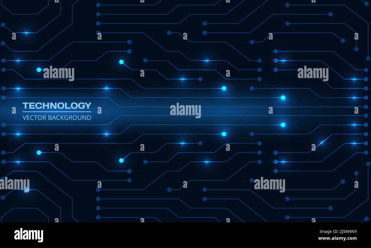 Abstract circuit board digital technology futuristic dark blue concept background. Electronic hi ...