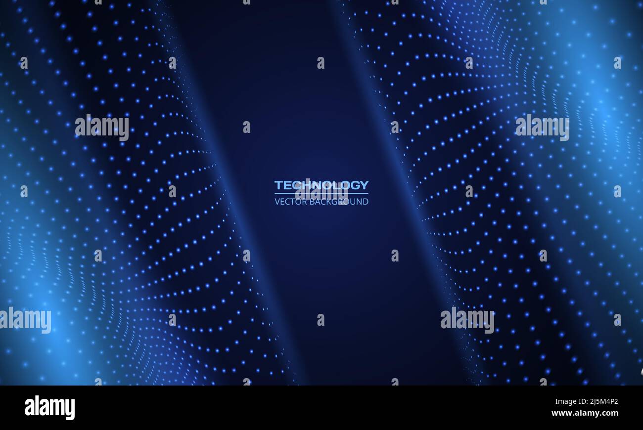 Vector abstract technology digital wave of particles mesh background. Network illustration with ...