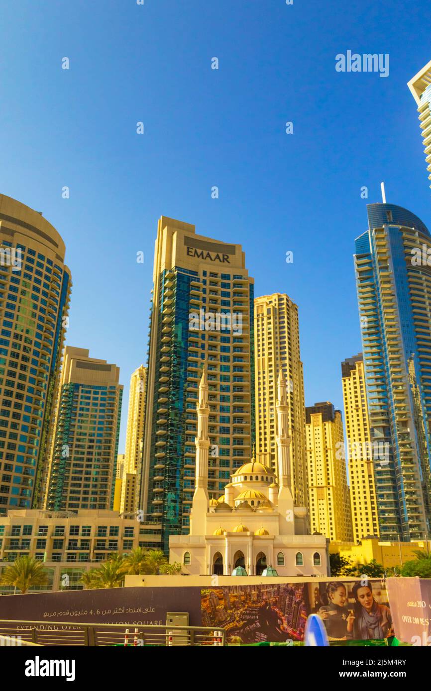 Modern buildings of Dubai Marina. The district is packed with ...