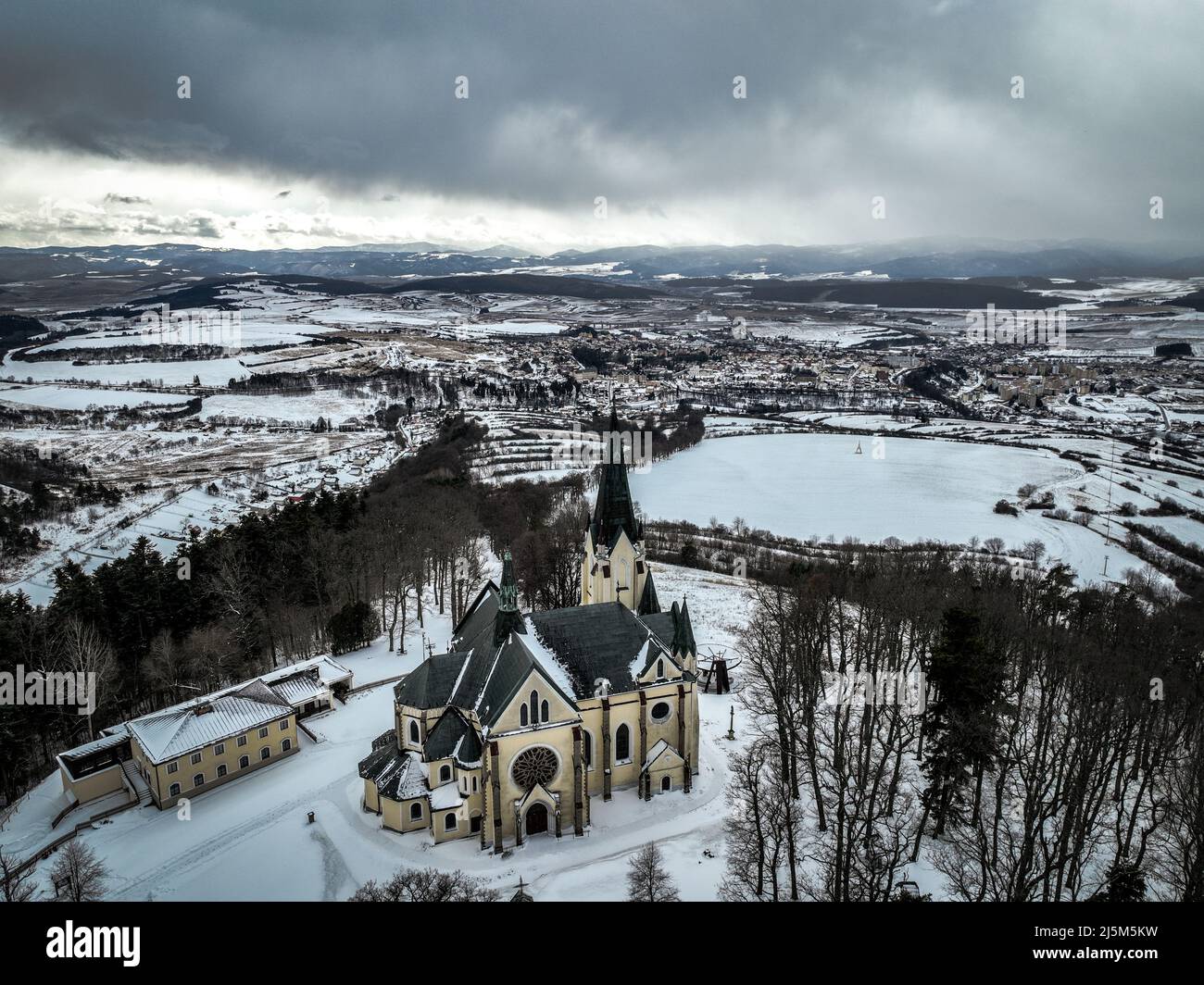 Aerial view of Marianska mountain in Levoca city in Slovakia Stock ...