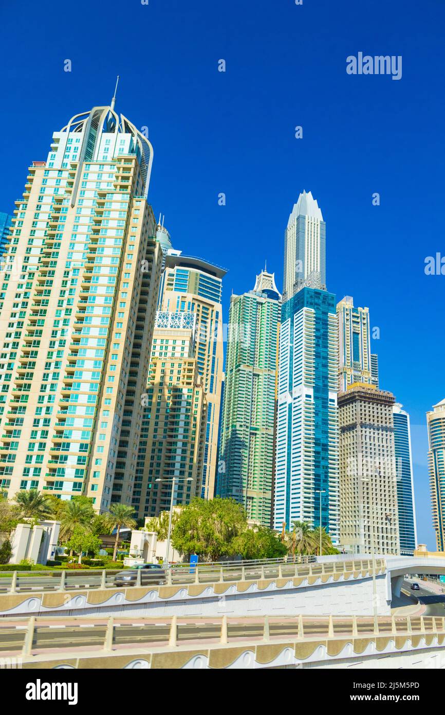 Modern buildings of Dubai Marina. The district is packed with ...