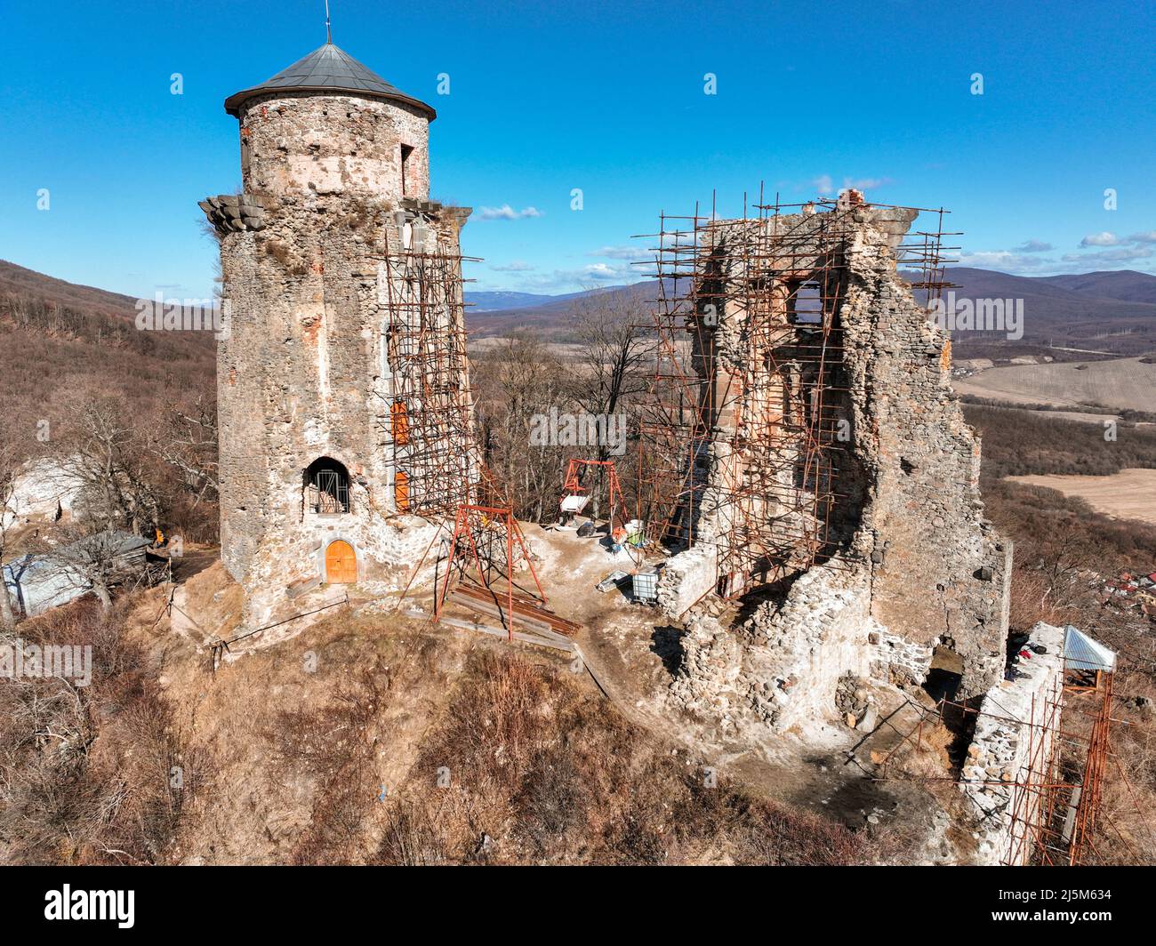Aerial view of castle in village Slanec in Slovakia Stock Photo - Alamy