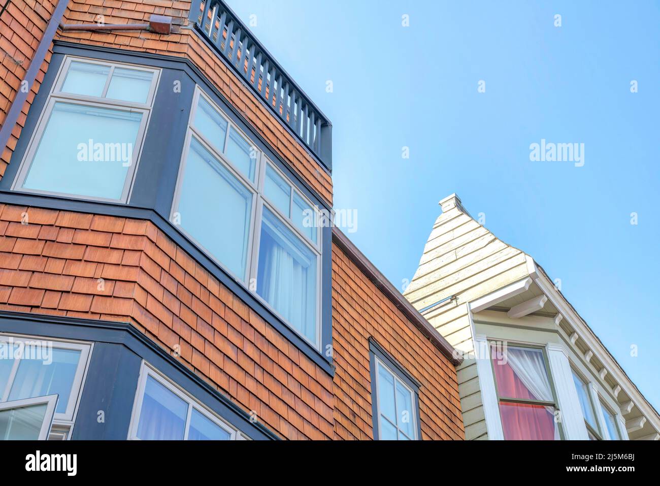 San Francisco suburban house in California with wood shingle sidings ...