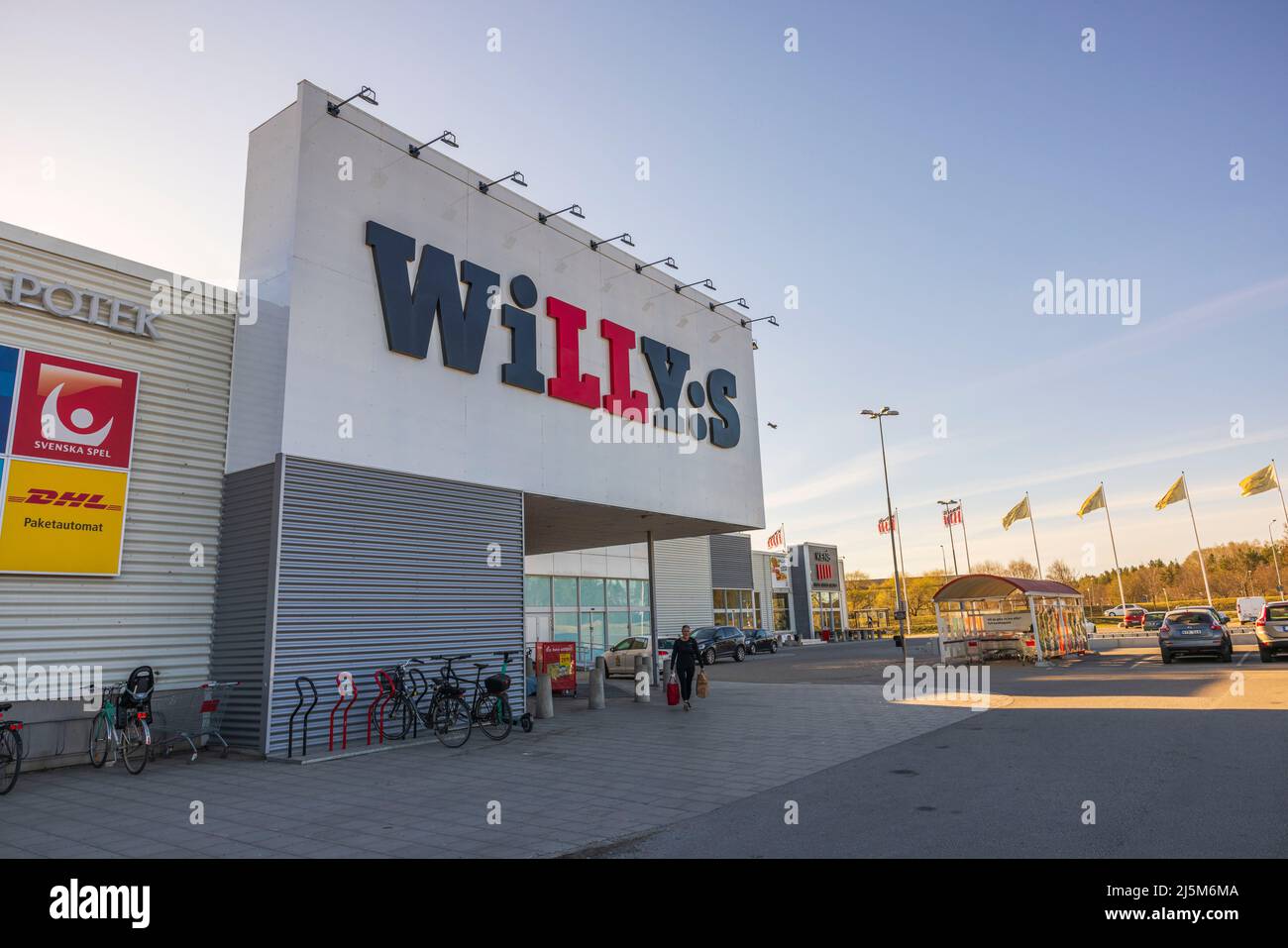 Beautiful view of exterior of Willy:s buildings. Trade chain concept ...