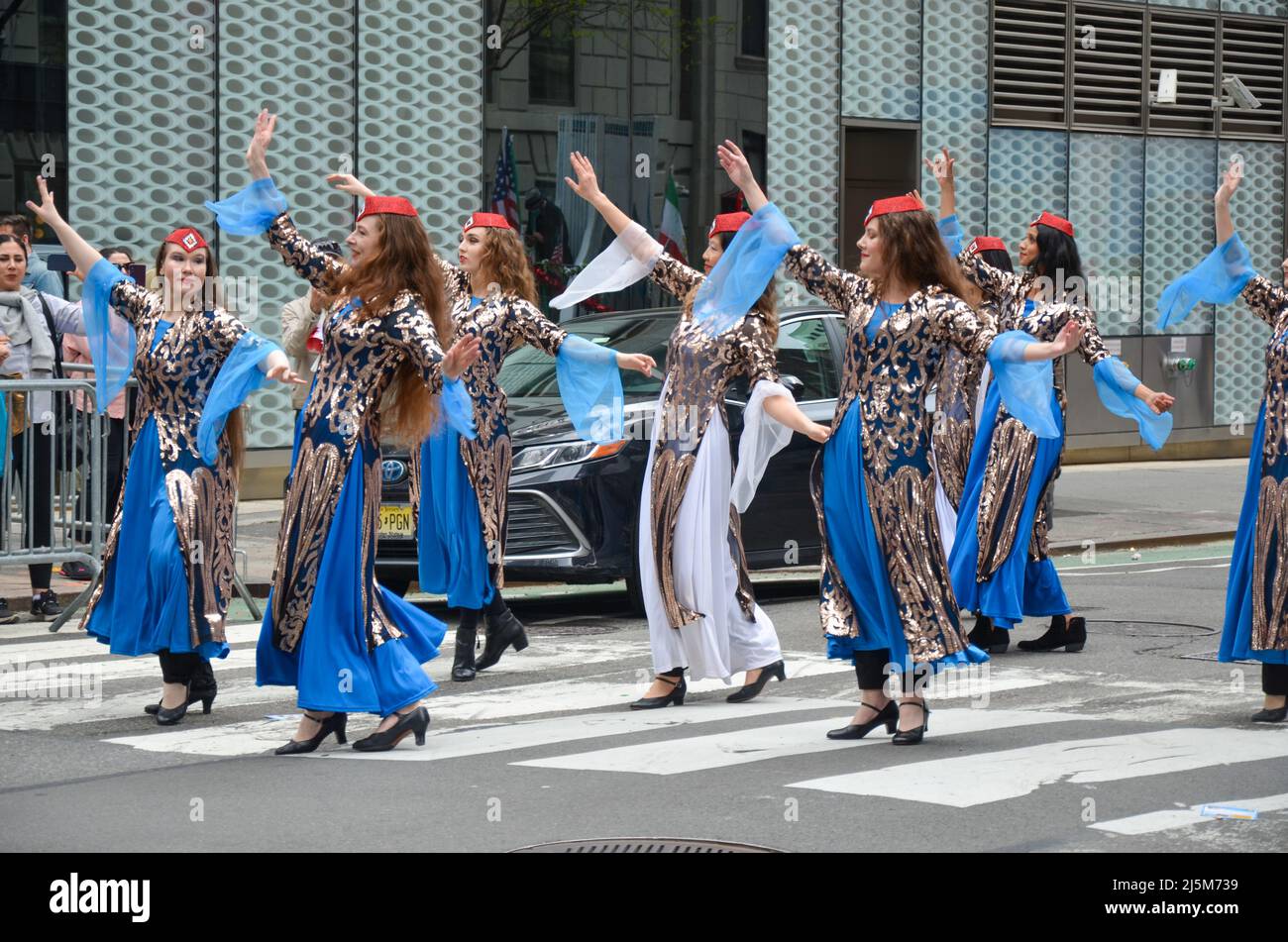 Iranian-American girls wearing traditional outfits dance on Madison ...