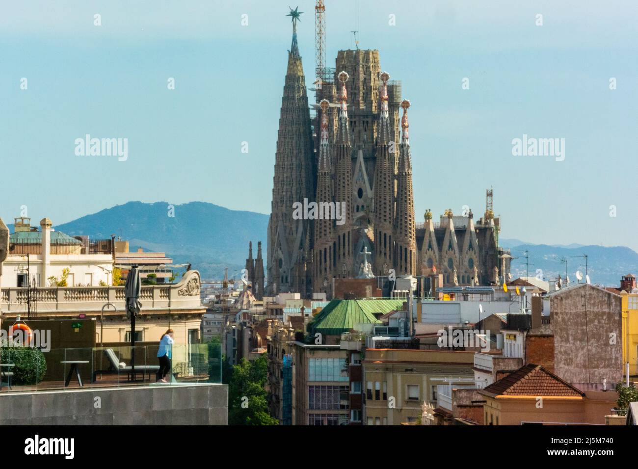 Barcelona, Spain, Cityscape, with Cathedral "Sagrada Familia" Modern ...