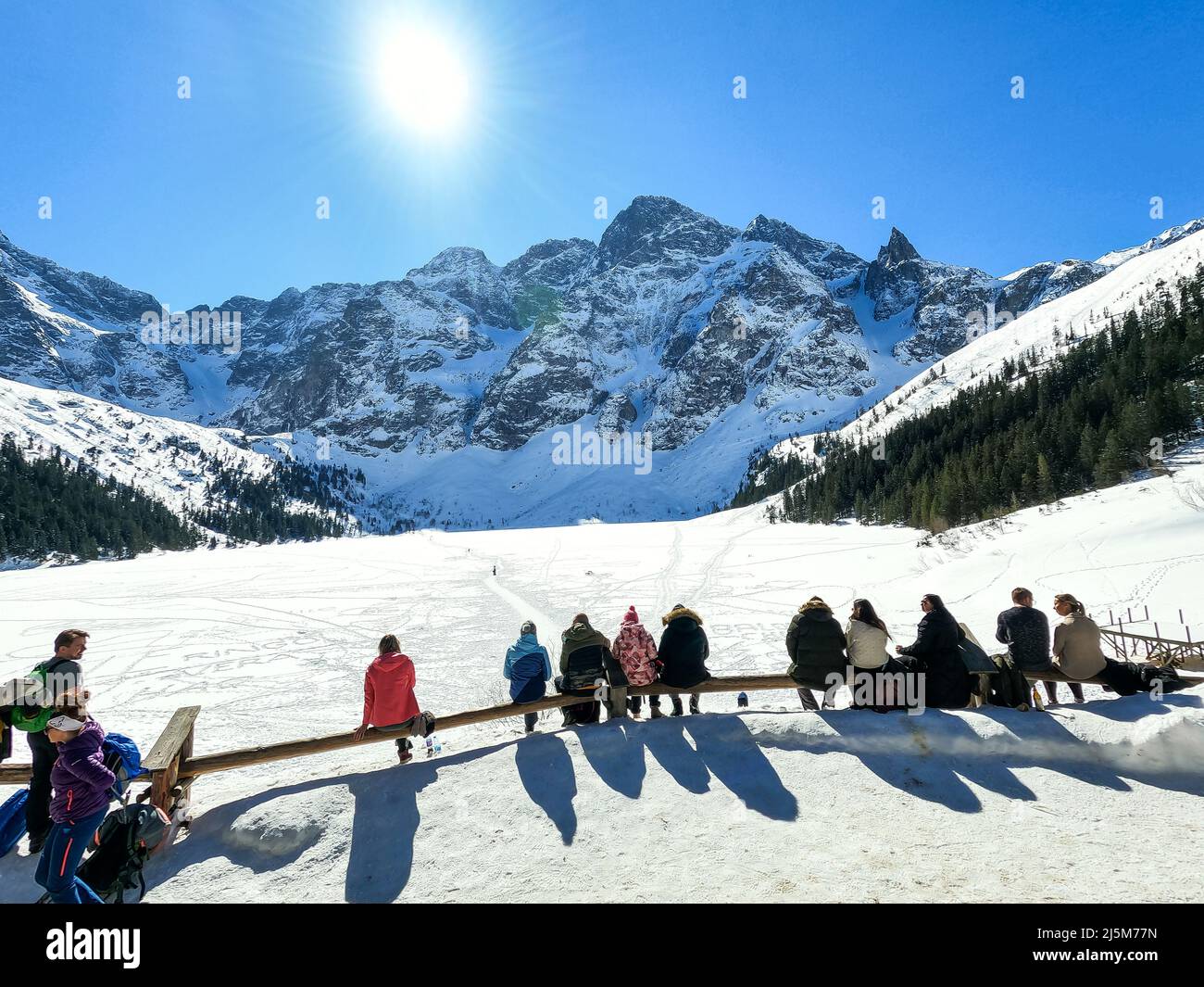 Aerial view of morske oko in High Tatras mountains in Slovakia Stock ...