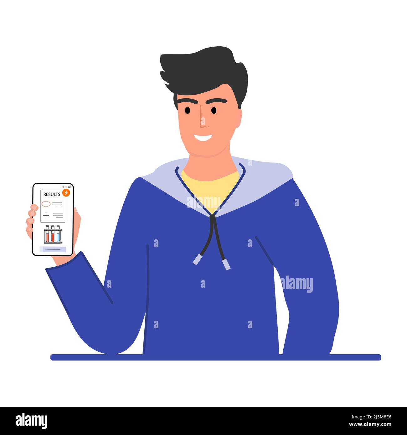 Vector illustration Guy, Man receives the results of medical tests on ...