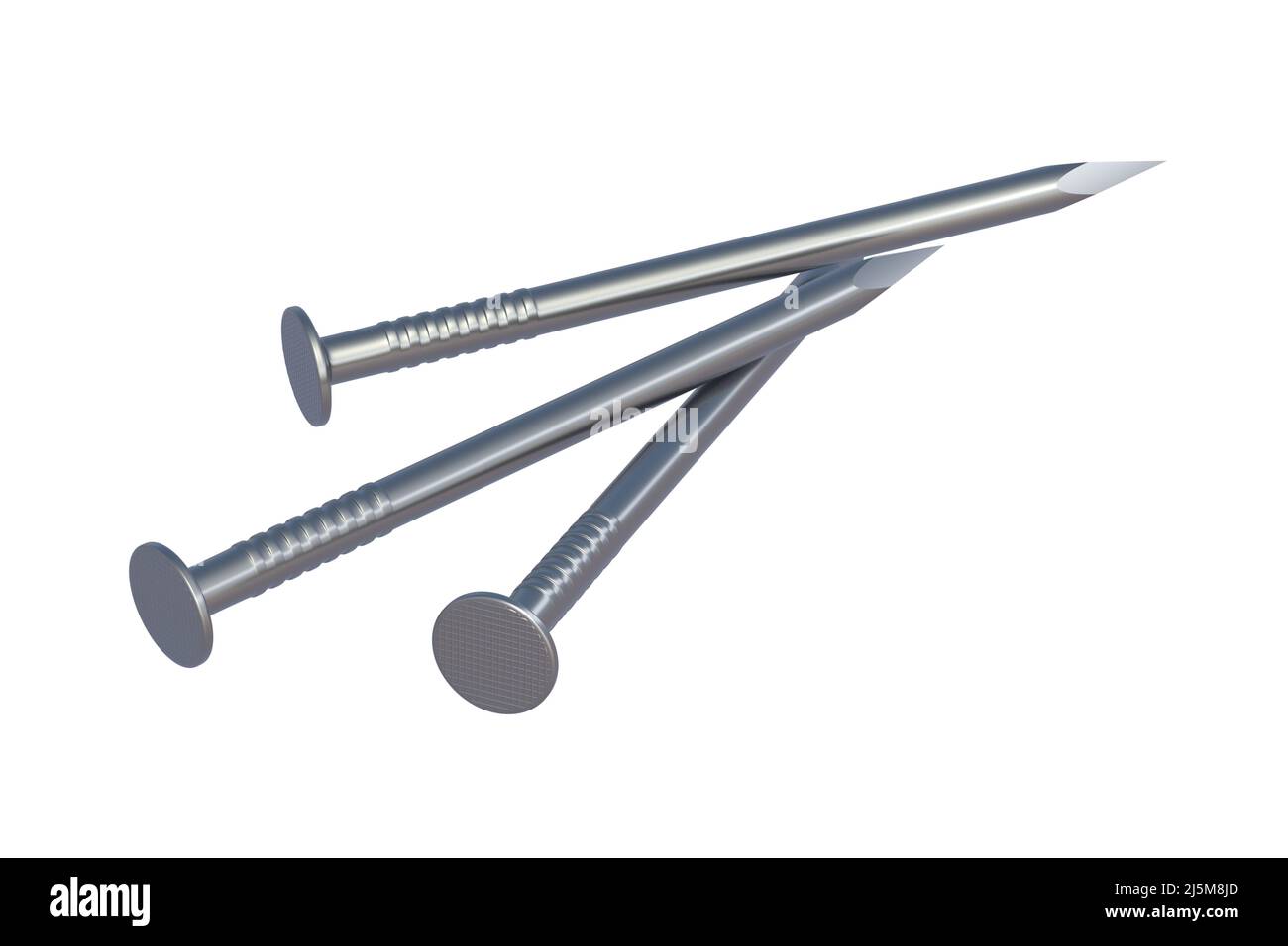 Metal nails isolated on white background. 3d render Stock Photo - Alamy