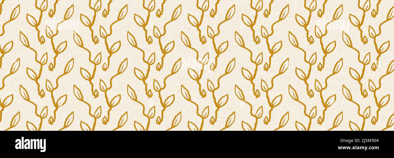 Gender neutral foliage leaf seamless raster border. Simple whimsical 2 ...