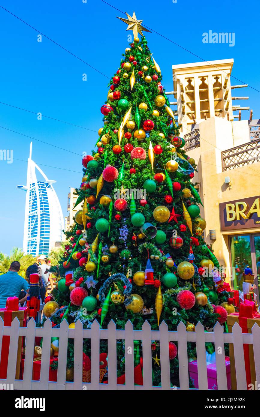Christmas tree in Souk Madinat Jumeirah- Bazaar in traditional Middle ...