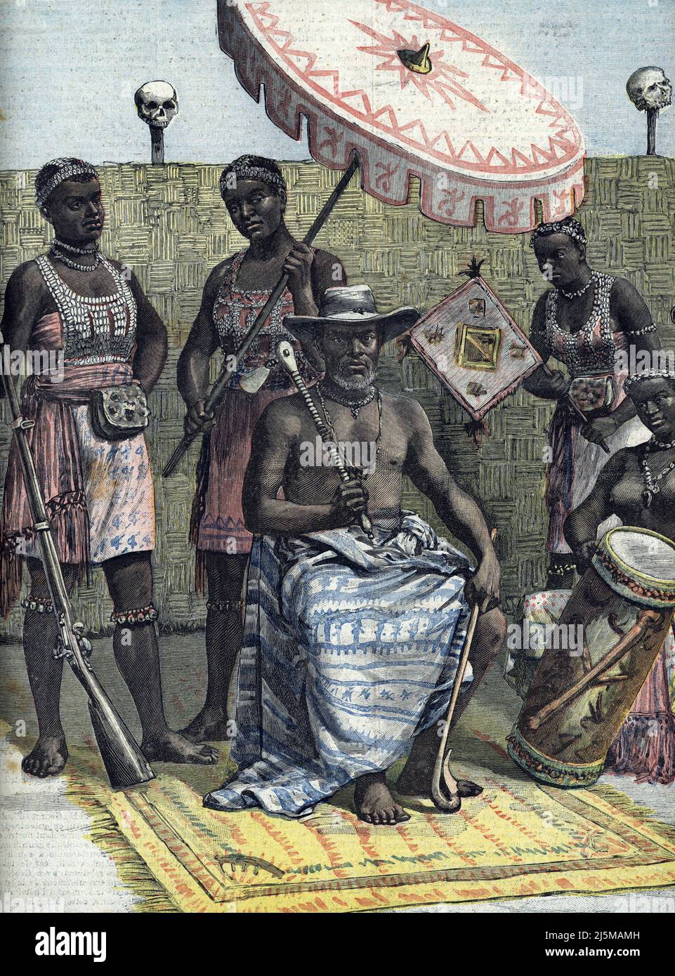 Portrait du roi Behanzin (1845-1906) d'Abomey au Dahomey, en 1892 ...