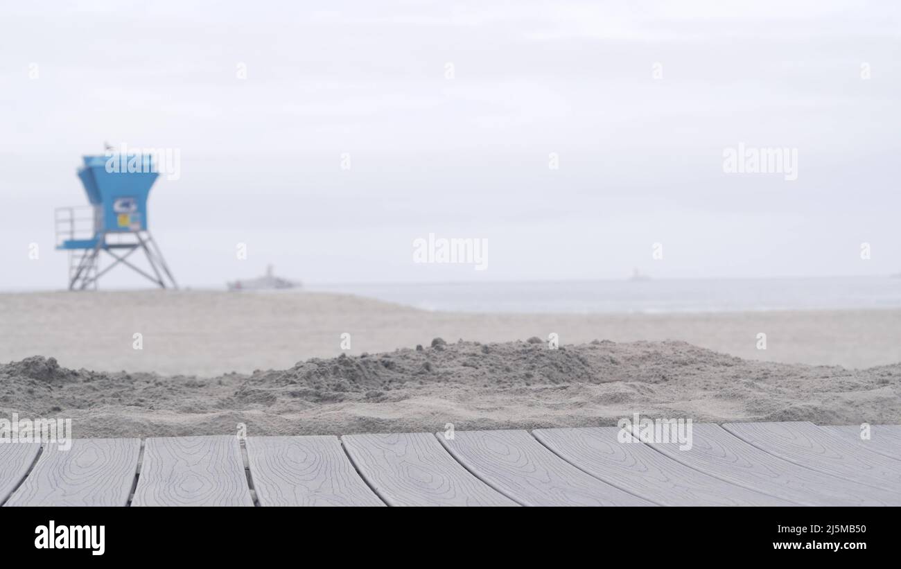 Lifeguard stand or life guard tower hut, surfing safety on California ...