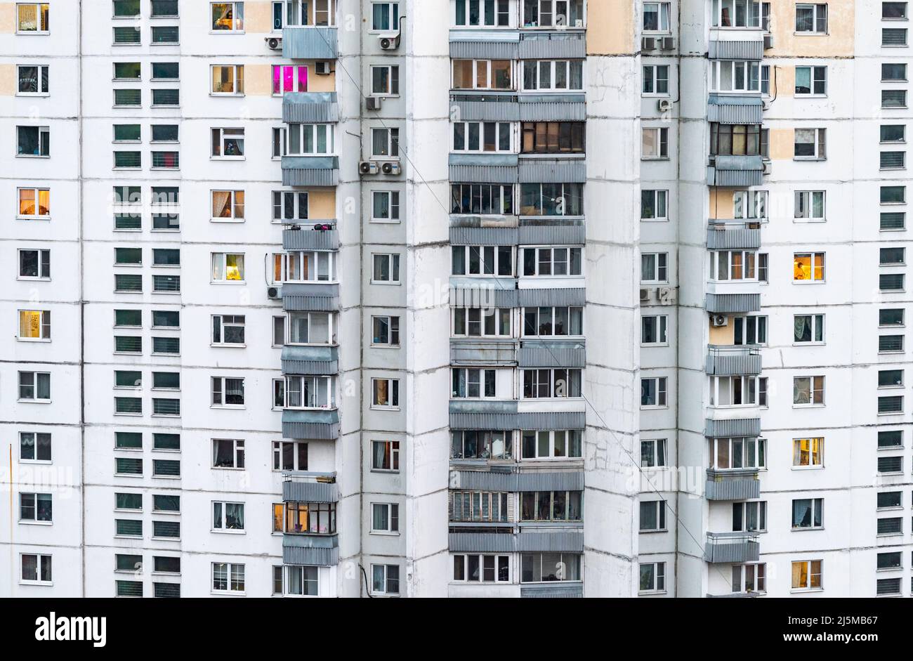 Windows of multi-storey panel residential buildings in a residential ...