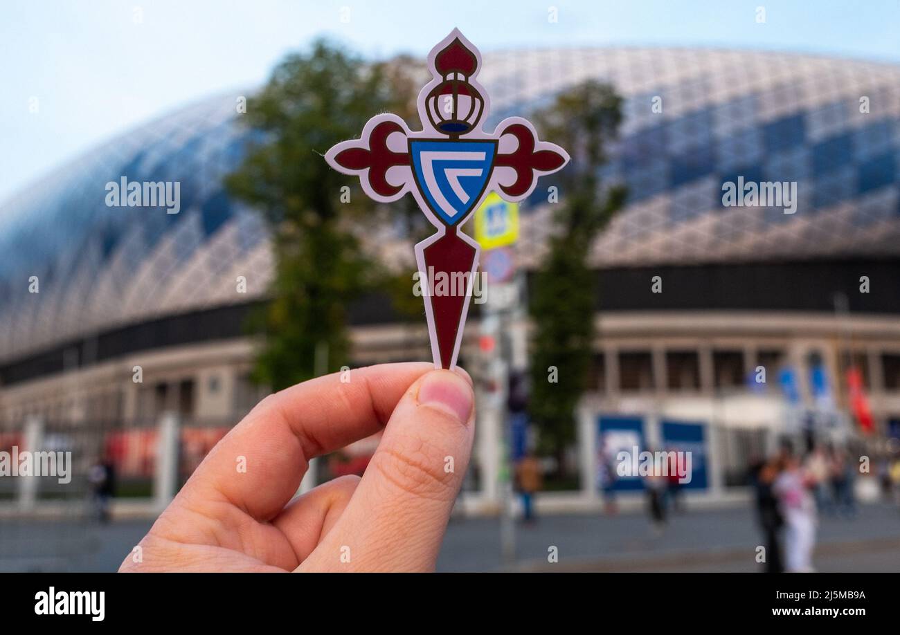 September 12, 2021, Vigo, Spain. The emblem of the RC Celta de Vigo ...