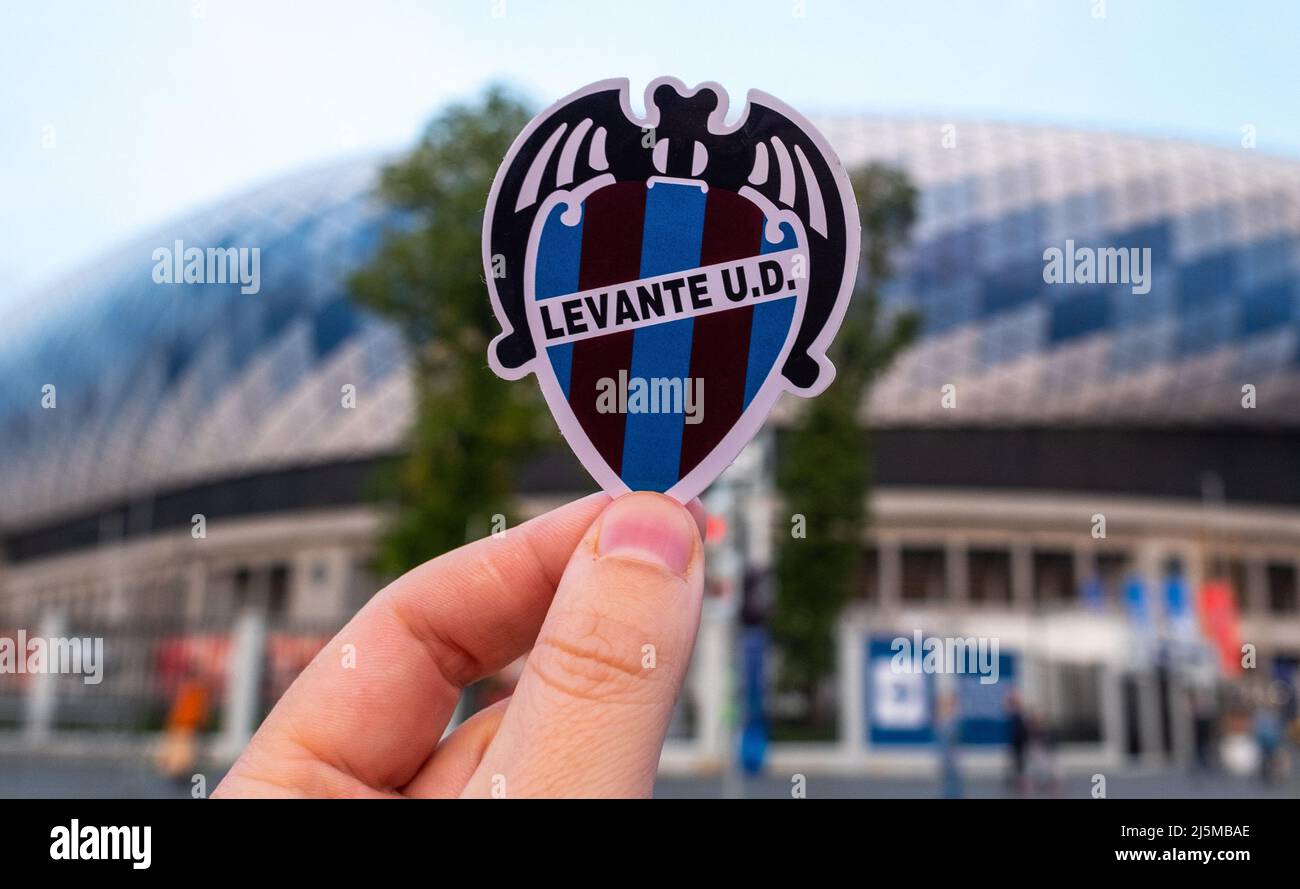 September 12, 2021, Valencia, Spain. The emblem of the football club ...