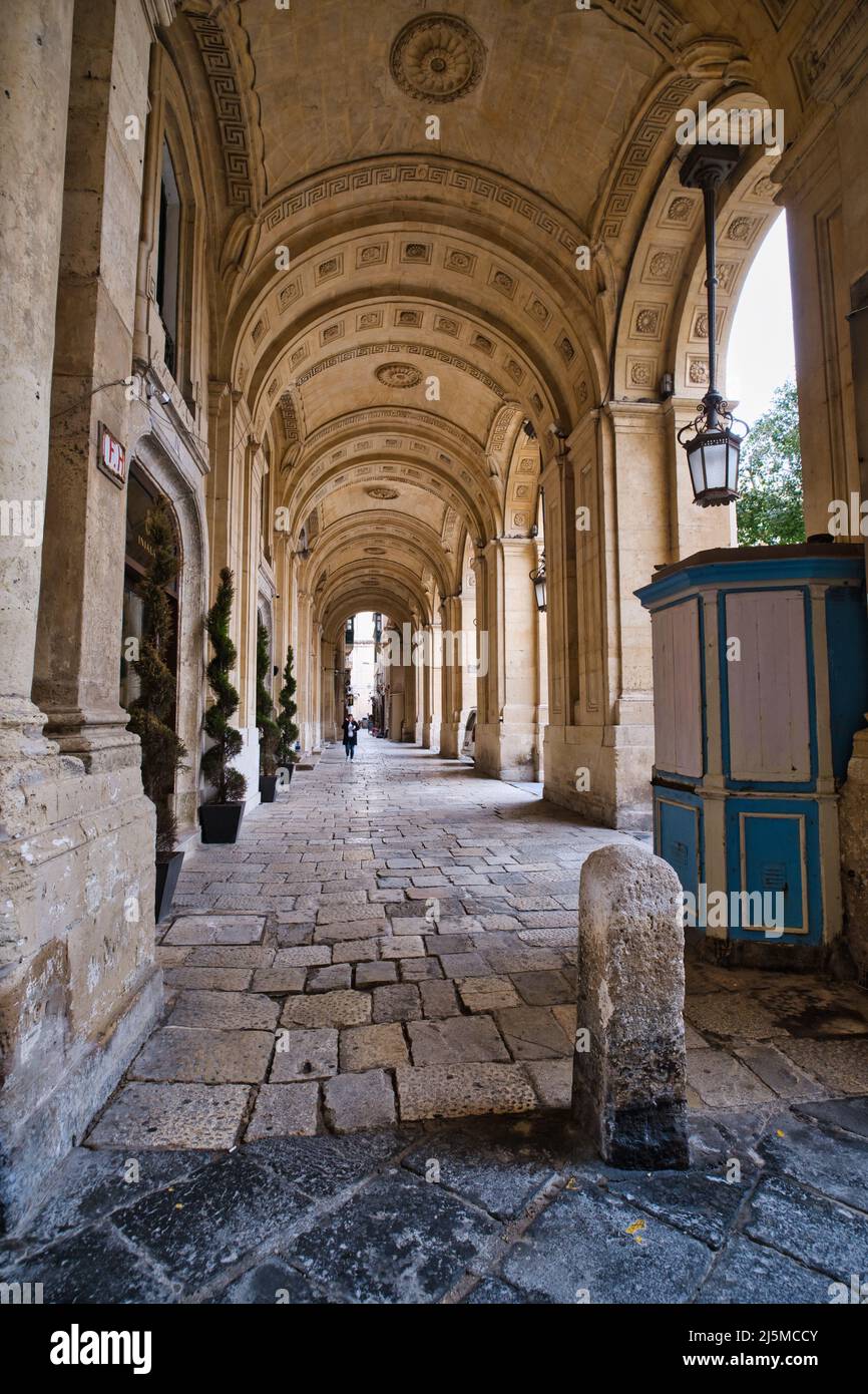 Perspective view of the front porch of the National Library of Malta in ...