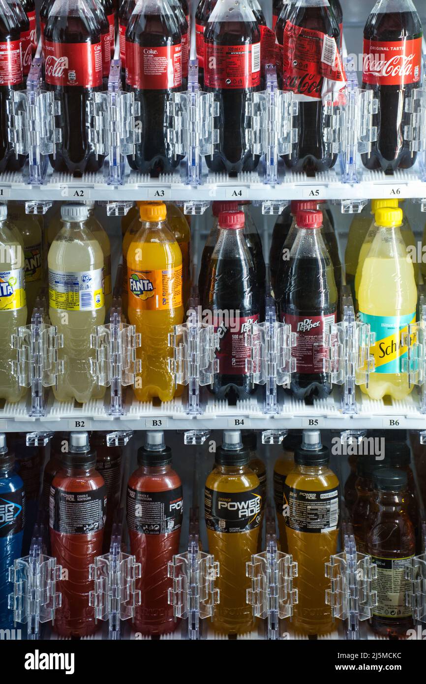 View of colorful products in a vending machine Stock Photo - Alamy