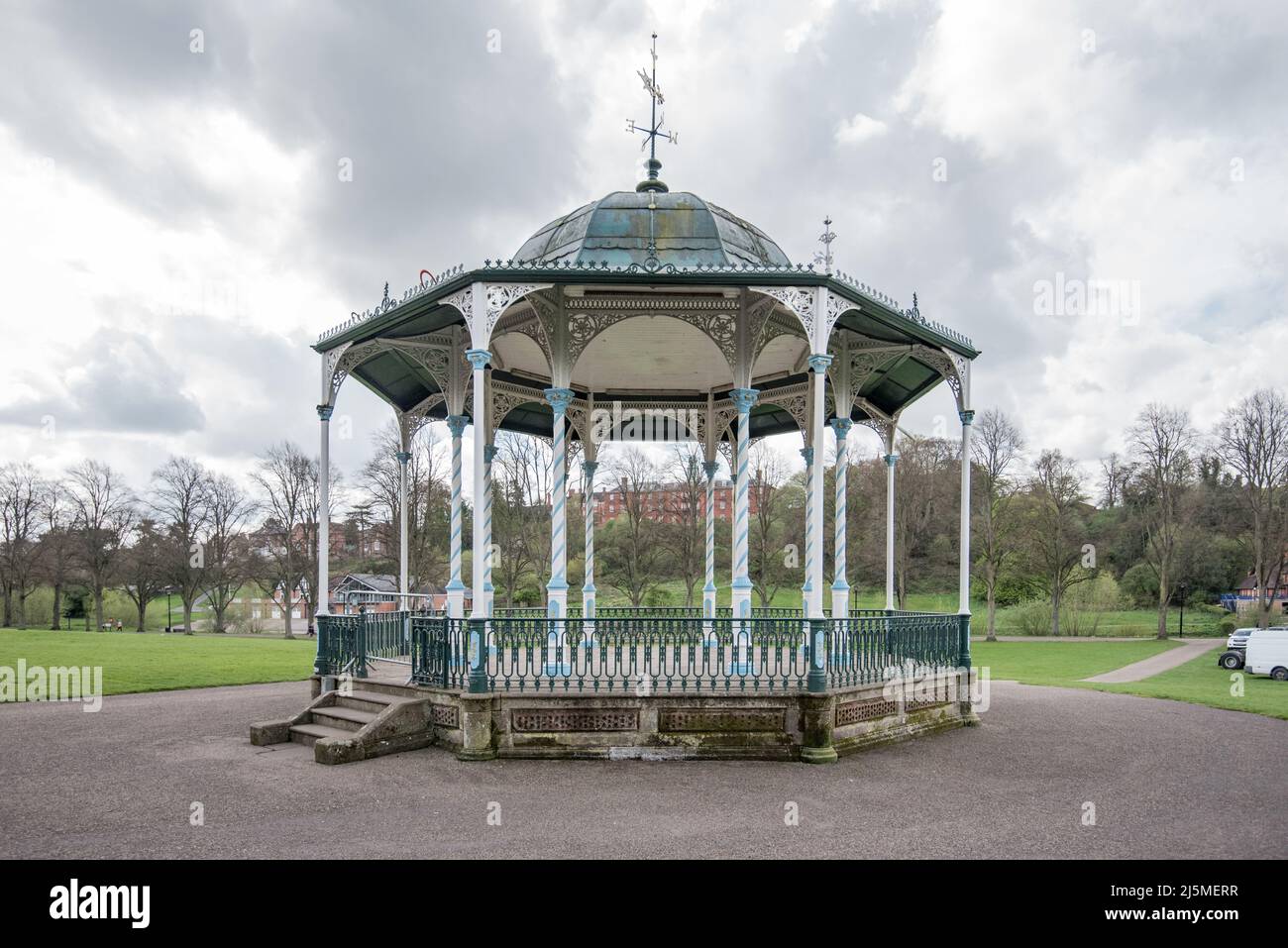 Famous cast-iron Victorian bandstand in Quarry Park. Shrewsbury Stock ...
