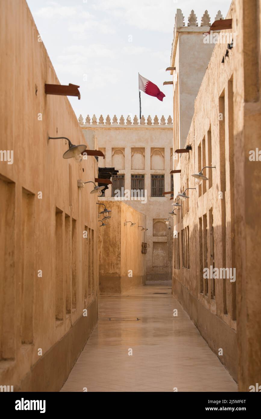 Doha ,Qatar-April 20,2022: Al Wakrah Market is built in a traditional ...