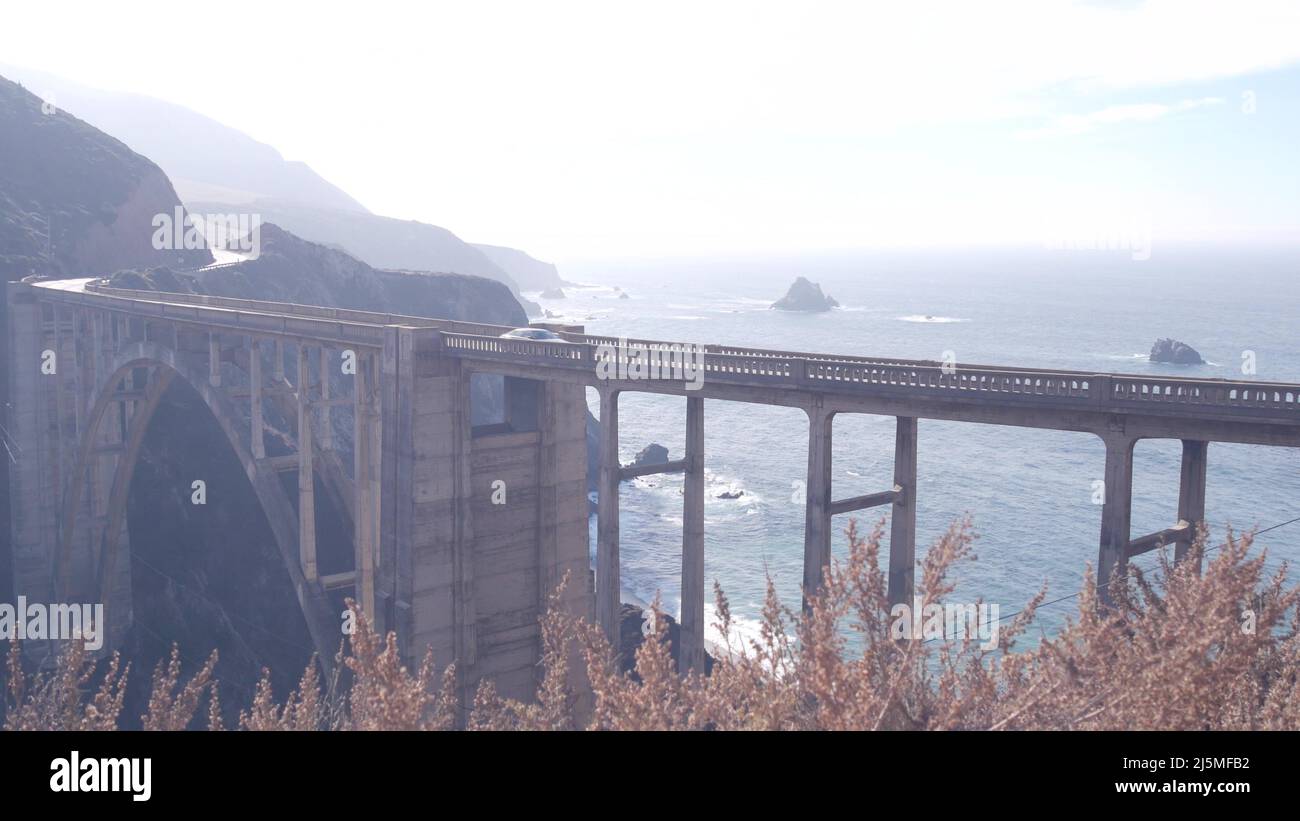 Bixby creek bridge, arch architecture. Pacific coast highway 1 landmark ...