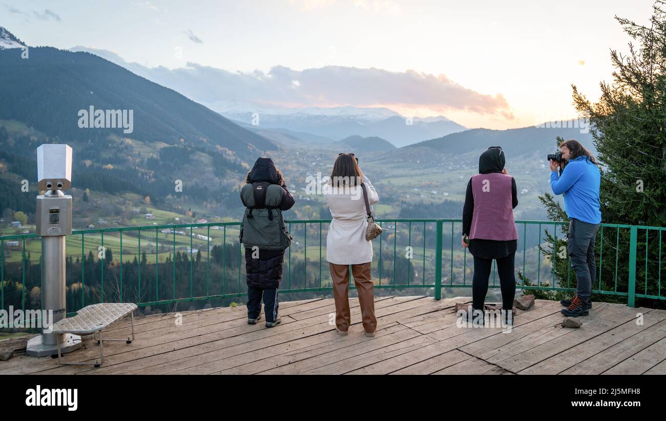 Artvin, Turkey - October 2021: Tourists looking at Artvin Black Sea ...