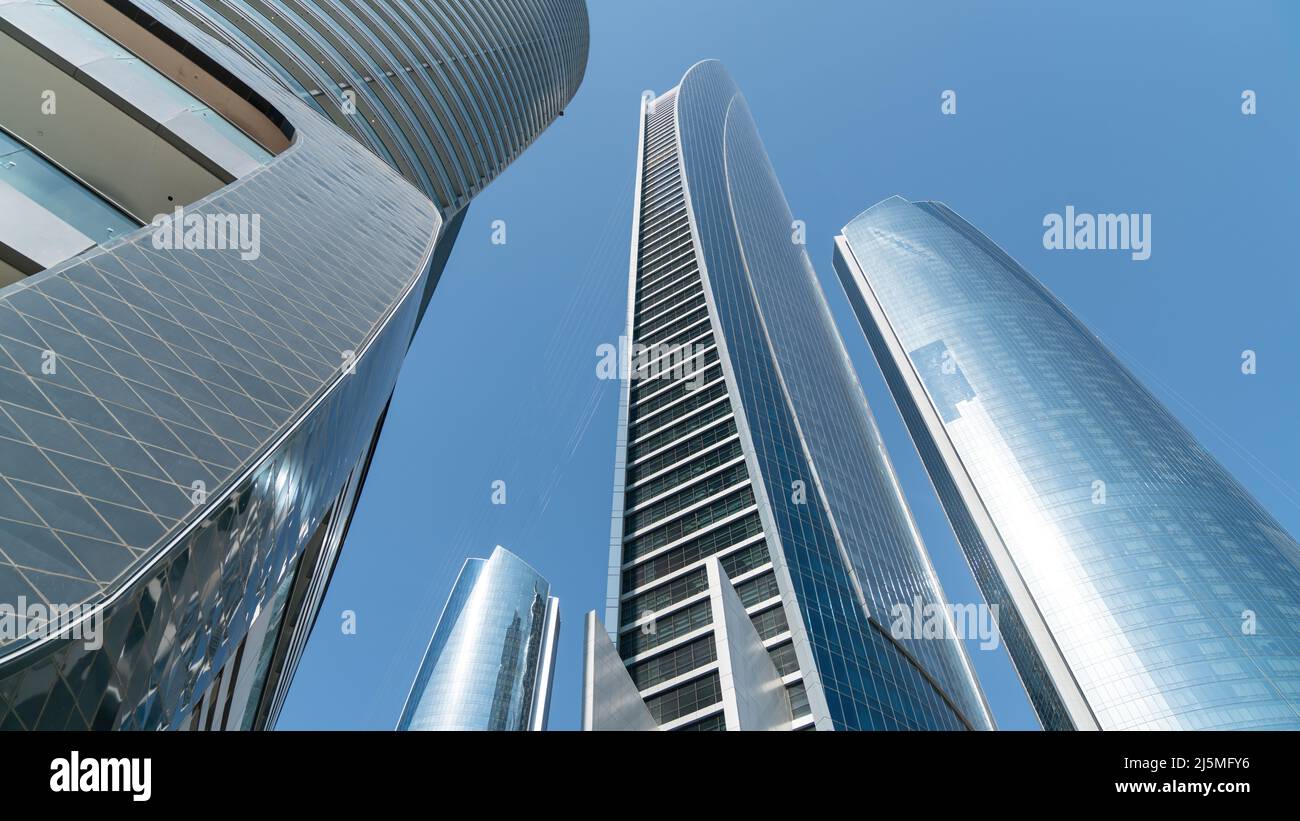 Abu Dhabi, United Arab Emirates - February 2022: Etihad Towers are five ...