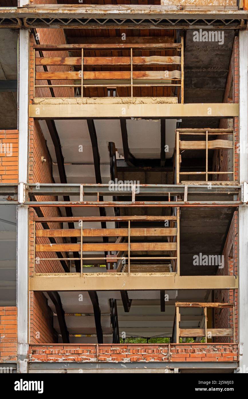 Ruined building construction texture inside urban city street Stock ...