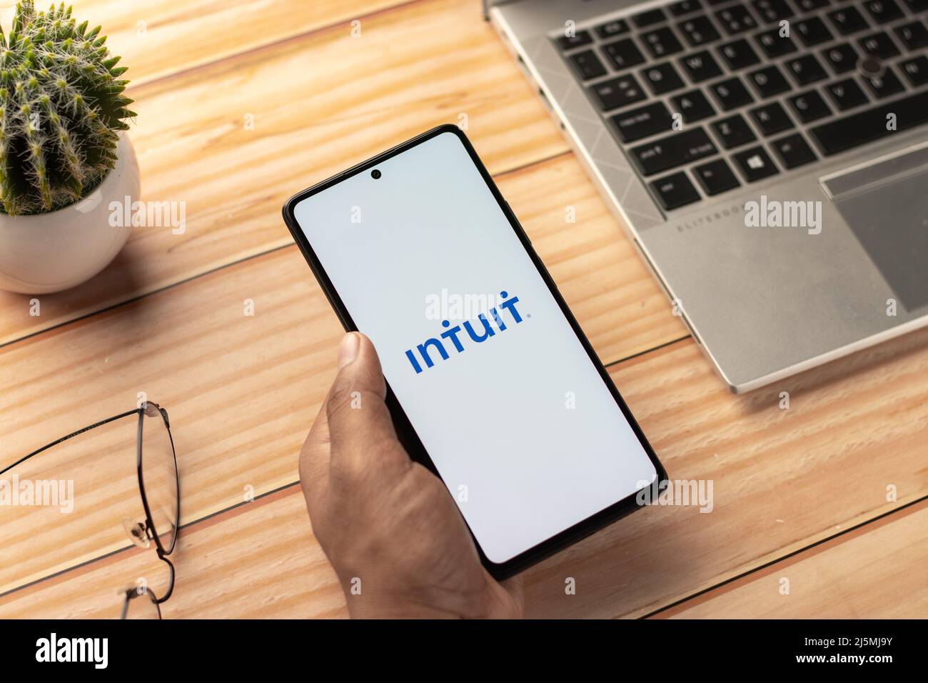 West Bangal, India - April 20, 2022 : Intuit logo on phone screen stock ...