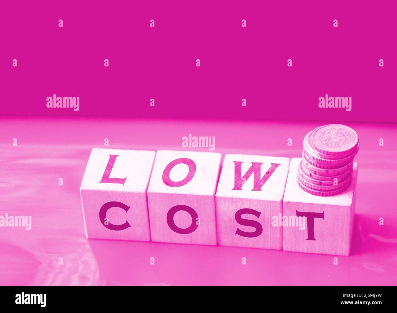 Low cost words on Wooden blocks and coins stack. Sale discount ...