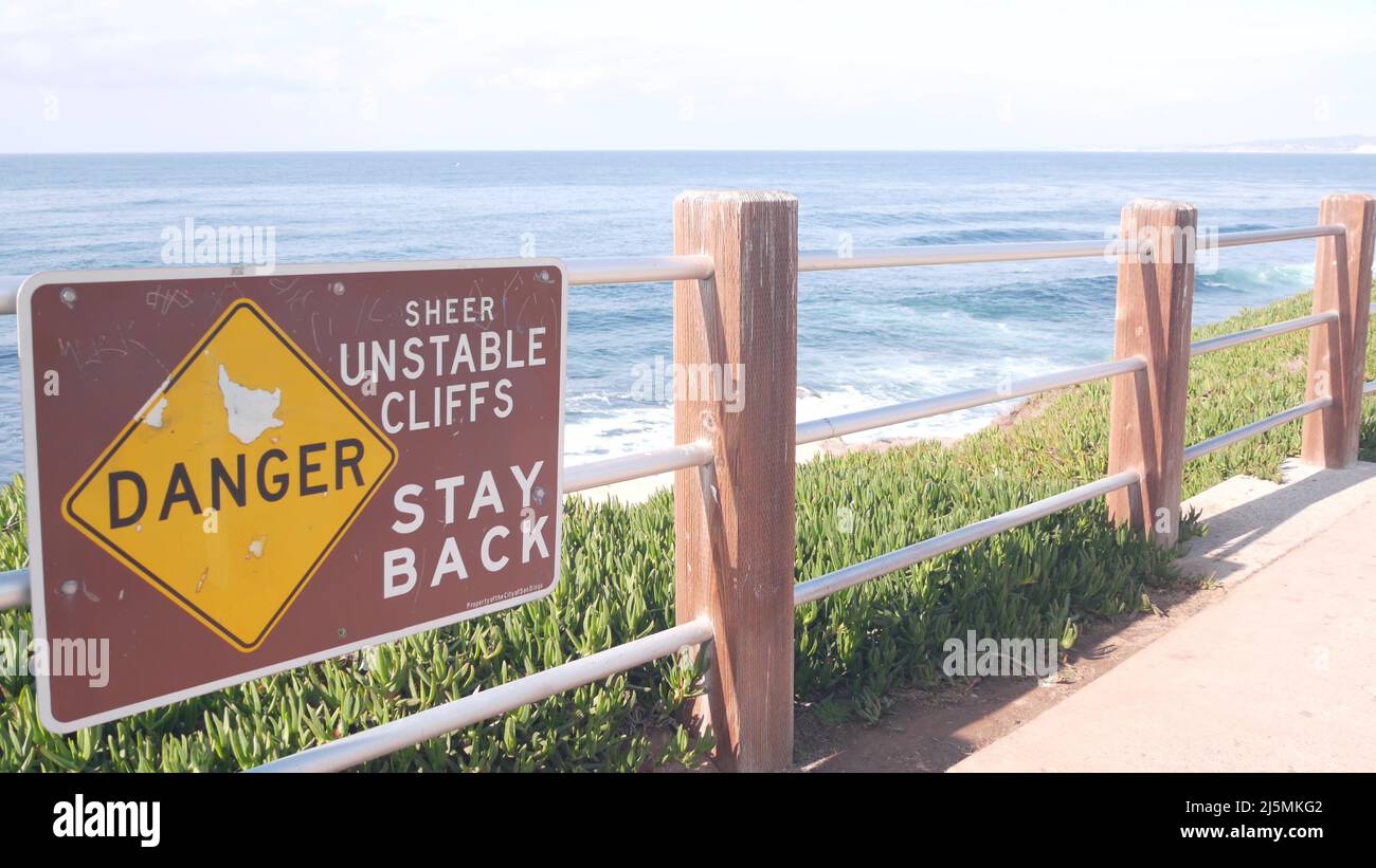 Ocean waves crashing on beach or bluff, La Jolla shore waterfront ...