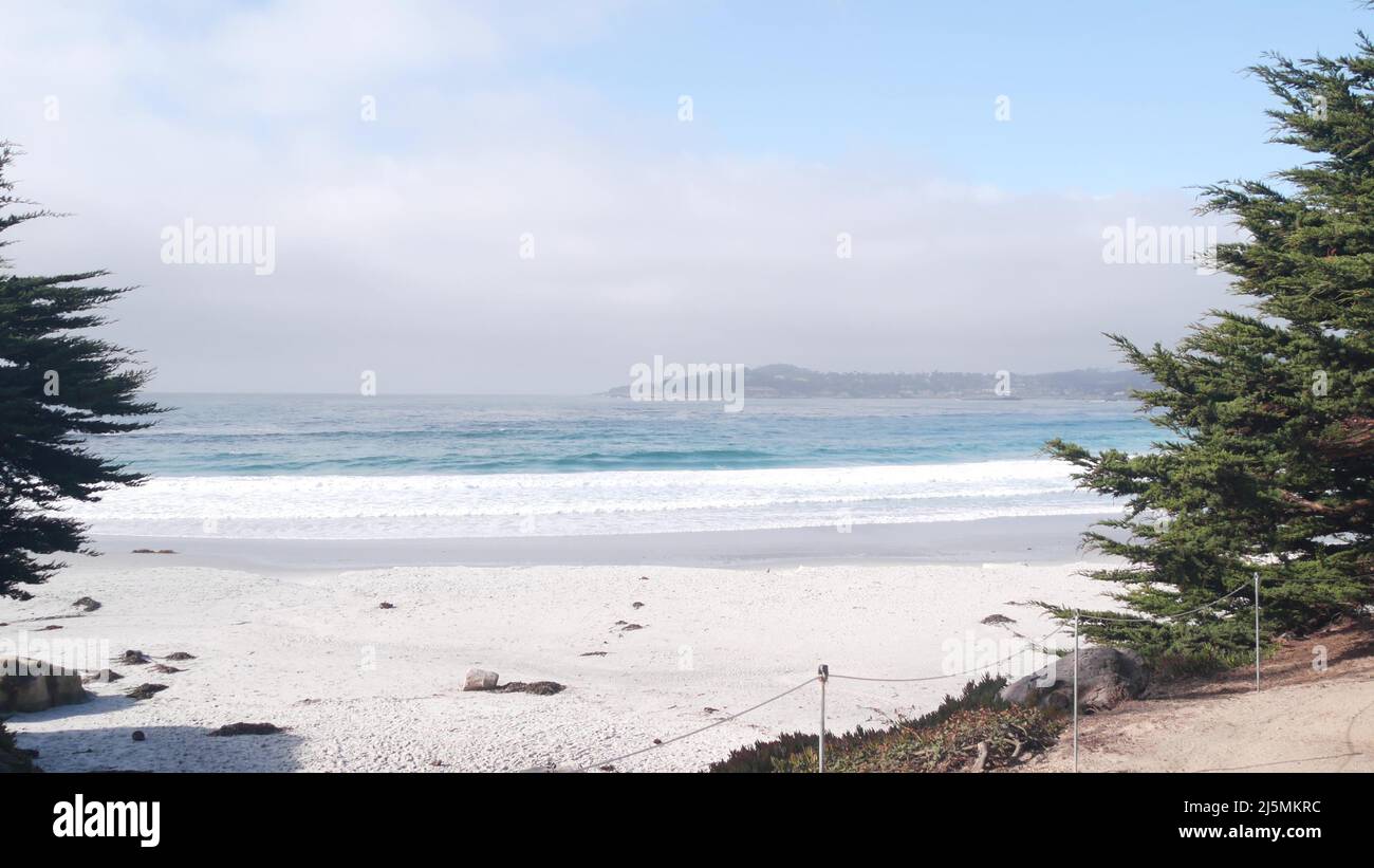 Promenade path, walkway, trail or footpath, ocean sandy beach in Carmel ...