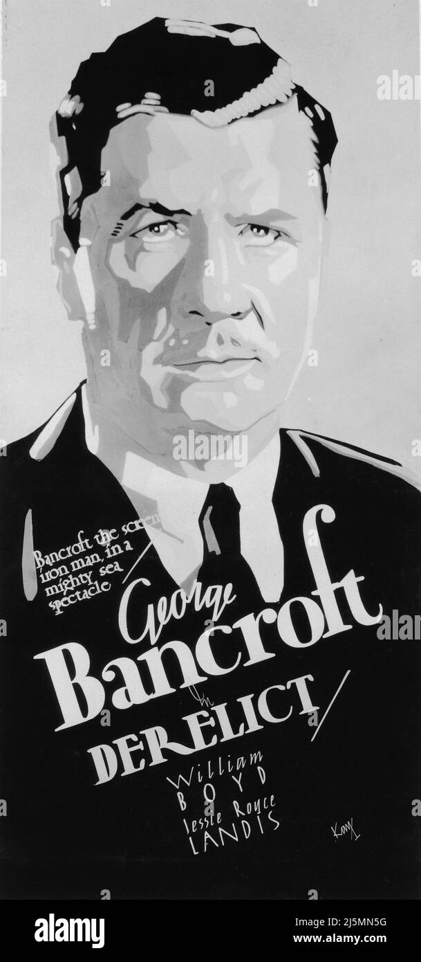 Hand Painted Display for GEORGE BANCROFT in DERELICT 1930 director Rowland V. Lee Paramount ...