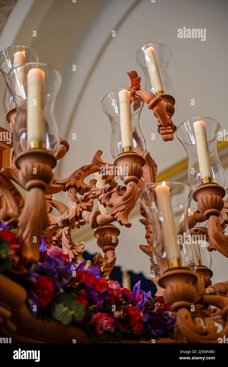 Candlesticks in the passage or throne of Holy Week Stock Photo - Alamy